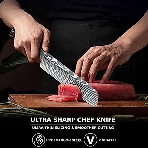 MDHAND 7" Santoku Knife – Ultra Sharp Japanese Chef Knife - Forged High Carbon German Stainless Steel Chopping Knife with Ergonomic Pakkawood Handle Design, Gifts for Women and Men