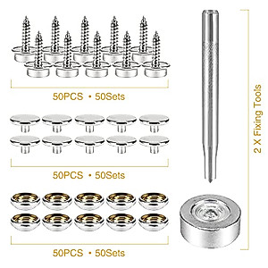 CENOZ 150 PCS Canvas Snap Kit Tool, Metal Screws Snaps Marine Grade 3/8" Socket Stainless Steel Boat Canvas Snaps with 2 PCS Setting Tool for Boat Cover Furniture (150 PCS)