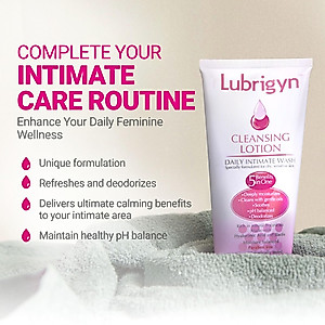 Lubrigyn - Cleansing Lotion, Moisturizing and Replenishing Daily Feminine Wash, Hyaluronic Acid-Enriched Feminine Care for Dry and Delicate Skin, pH Balancing Wash with Fitoextract Complex, 7 fl oz