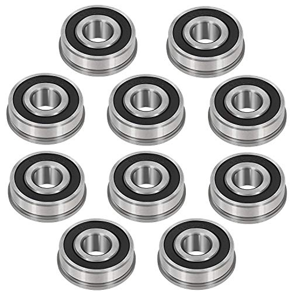 Bonbo 10Pcs Flanged Ball Bearings ID 5/8" x OD 1-3/8" for Lawn Mower, Wheelbarrows, Carts & Hand Trucks Wheel Hub, Alternative to Snapper, JD, MTD, Marathon AYP Etc, Deep Groove Ball Bearing