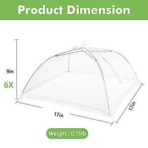 Anpro Food Cover - Food Covers for Outside,Food Tent,Picnic Food Covers mesh，6 Pack (17in X 17 in) Reusable And Collapsible,Scratch Resistant No Lace Food Nets,Mesh Food Covers For Outdoors