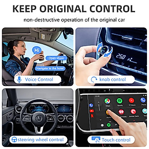 4 in 1 Wireless Carplay & Android Auto Wireless Adapter - Magic CarPlay Ai Box Streaming Video Fits Netflix/YouTube/TF Card, CarPlay Wireless Adapter for Wired CarPlay AA Cars USB Card Reader Writer
