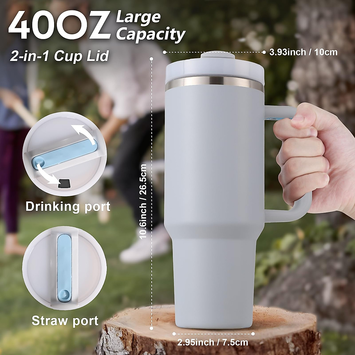 Colulon 40 oz Tumbler with Handle and Straw, Leak Proof Vacuum Insulated Water Tumbler for Hot or Cold Beverages, Stainless Steel 40 oz Tumbler for Home, Gym, Office, Travel(Leopard Pink)