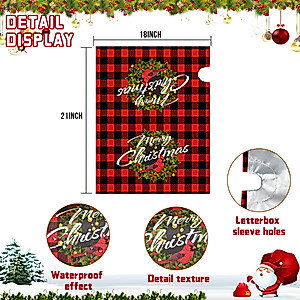 Merry Christmas Mailbox Cover Magnetic Winter Xmas Wreath Red Buffalo Plaid Mailbox Cover Garden Yard Home Decor Outdoor Yard Farmhouse Home Mailbox Cover Magnetic Standard 21" L x 18" W