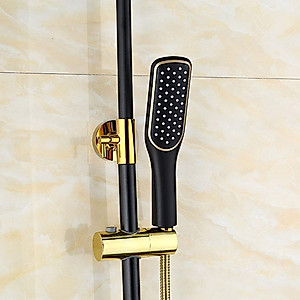 Black Shower Set, G1/2in Household Top Shower Handheld Shower Kit, Shower System Bathroom Shower Head Accessory, Hand Shower