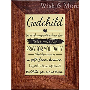 Christening Baptism Gift - Prayer Bible Verse Engraved on Framed Brass Gold Metal Plate, Spiritual Goddaughter Godson Godchild Gift - Christening Keepsake Holy Spirit