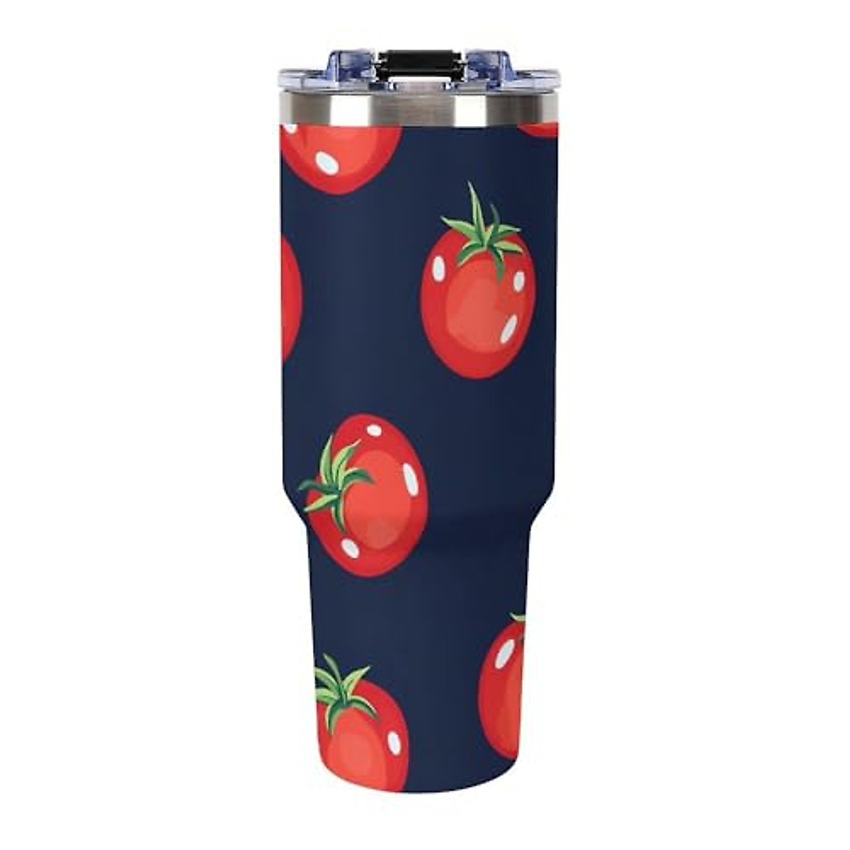 Tomato Pattern Insulated Tumblers with Handle Stainless Steel Coffee Mug Funny Travel Cup with Lid Straw 40oz