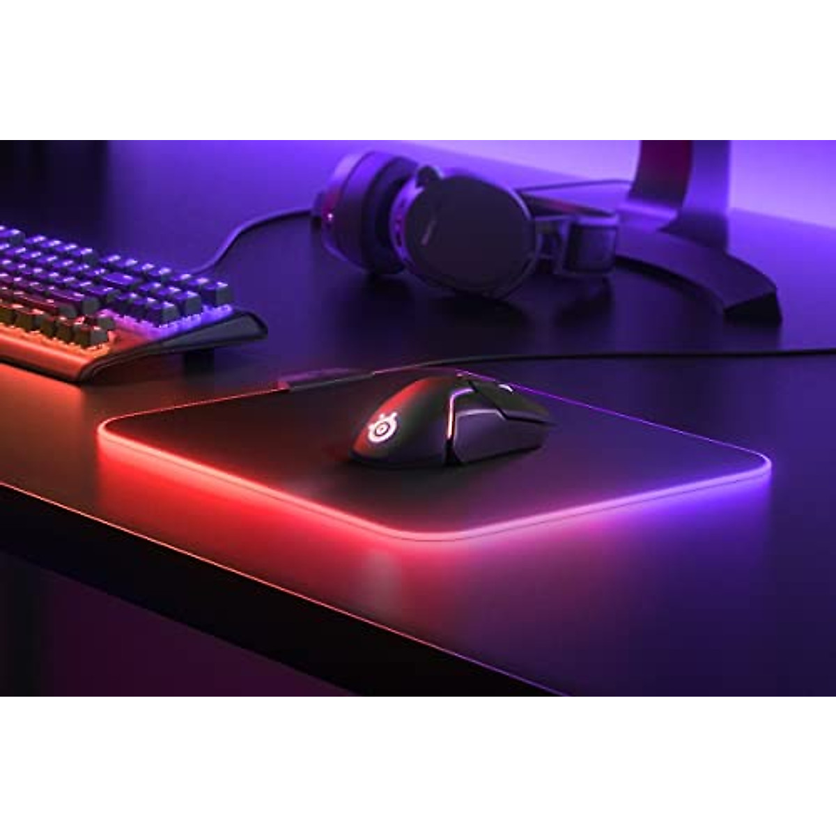 SteelSeries QcK Prism Cloth - Gaming Mouse Pad - 2 zones RGB lighting - Medium size