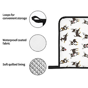 Cute Chihuahua Pattern Oven Mitts and Pot Holders Sets Kitchen Hot Pad Non-Slip Heat Resistant Waterproof Baking BBQ Cooking Gloves(4 Piece)