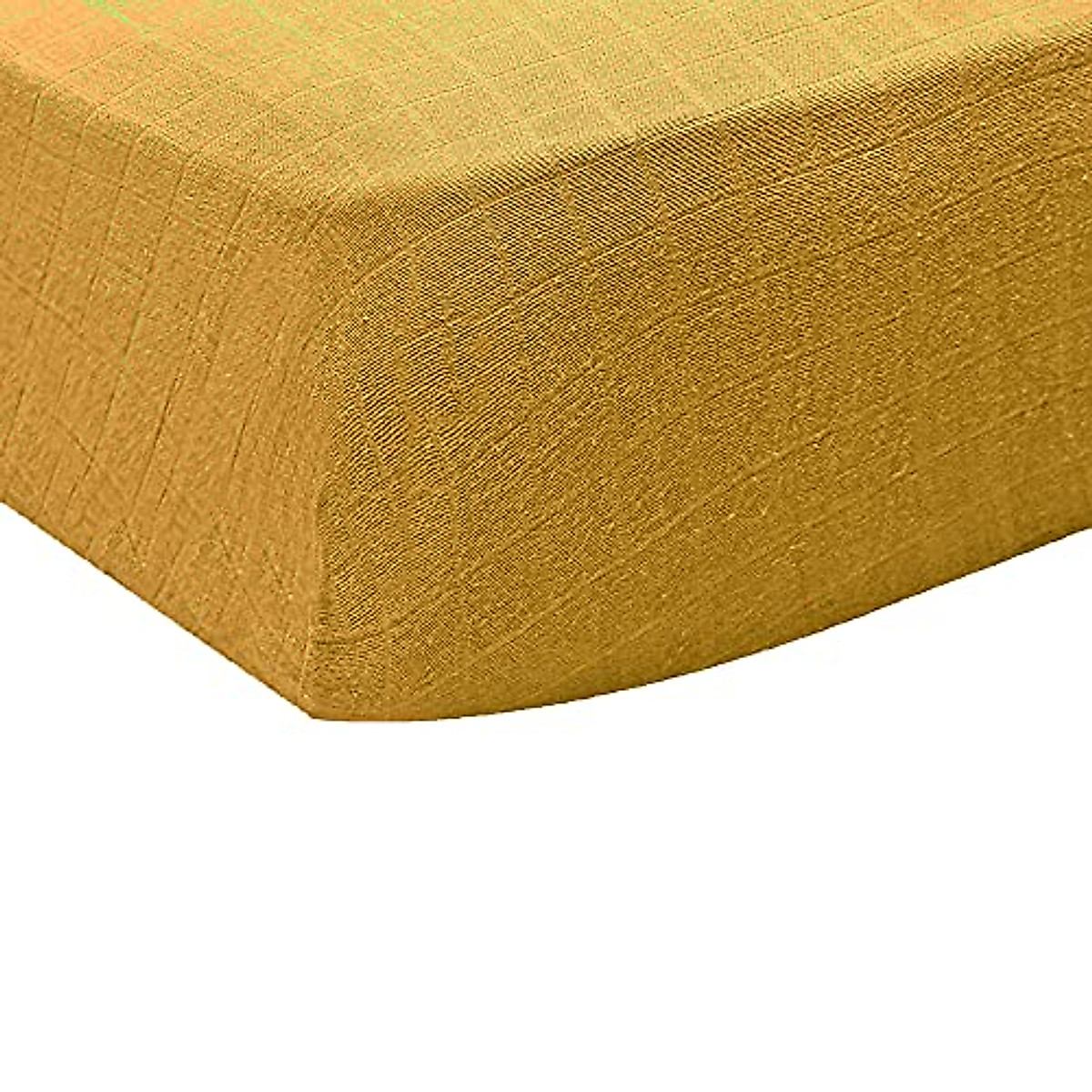 Ella Bonna - Muslin Fitted Crib Sheet, Solid Color Crib Cover, 100% Organic Cotton Crib Sheet for Standard Crib and Toddler Mattresses, Mustard