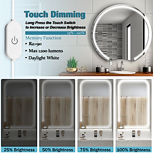 Blikshin LED Vanity Mirror Lights, Hollywood Style Makeup Lights, 10FT/6000K/Dimmable/12V Adapter/Self-Adhesive Strip Lights for Mirror, Lighting for Makeup Vanity Table & Bathroom Mirror