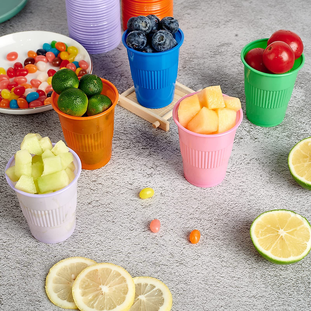 Lilymicky 500 Pack 5 oz Plastic Cups, Disposable Drinking Cups, Bathroom Cups in Assorted Colors Can Be Used As Tasting Cups, Party Tumblers, Jelly Party Shot Cups, and Dental Cups