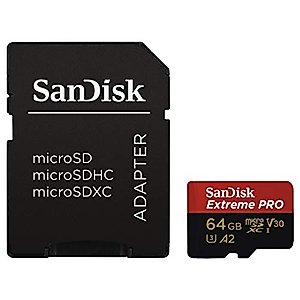 SanDisk Extreme Pro MicroSDXC UHS-I U3 A2 V30 64GB + Adapter