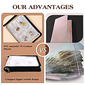 Transparent Jewelry Storage Book Album with Pockets, Portable Travel Jewelry Organizer Storage Book Zipper Bag for Rings, Necklace, Bracelets, Earrings Holder (80 Grids + 80 Anti-Oxidation PVC Bags)