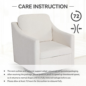 Upholstered 360° Swivel Accent Chair with Track Arms, Thick Padded Arm Chair Solid Metal Base, Mid-Century Sofa Chair Modern Reading Chair for Living Room and Bedroom