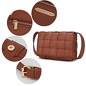 MKF Collection Woven Crossbody bag for women, Vegan Leather Designer Braided Shoulder bag messenger Purse