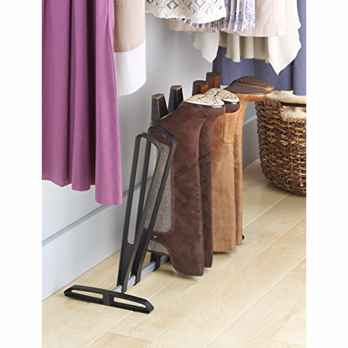 Whitmor 3 Pair Boot Rack - Adjustable Heavy Duty Frame - Black