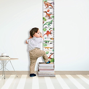 HIFOT Kids Dinosaur Growth Chart Height Measuring Chart, Canvas Wall Hanging Rulers for Baby Children Kids Boys Bedroom Decor