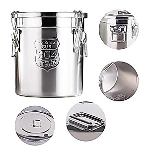 Titunjian Stainless Steel Containers With Lids Kitchen Canisters Rice Cereal Grain Coffee Bean Container Oil Milk Storage Bucket Sealed Food Storage Canisters (12L)