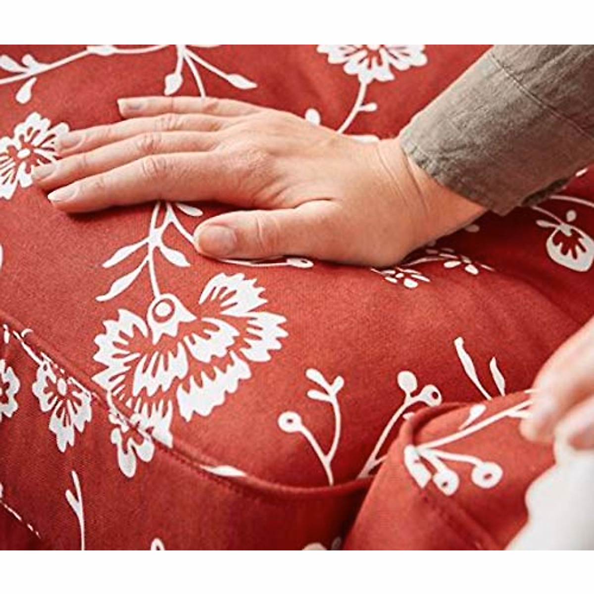 Sofa Cover Replacement That Fits IKEA Ektorp, 100% Cotton, Compatible Slipcover For Ikea Ektorp Sofa (Ottoman Cover, Virestad Red/White)