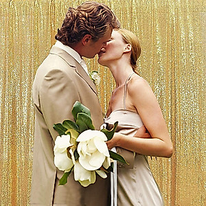 YCC 10FTx10FT Shiny Gold Sequin Backdrop Gold Sequin Curtain Background Photography Backdrop for Thanksgiving Christmas Party/Wedding Decorations Drapes Backdrop Photo Booth (10X10FT, Gold)