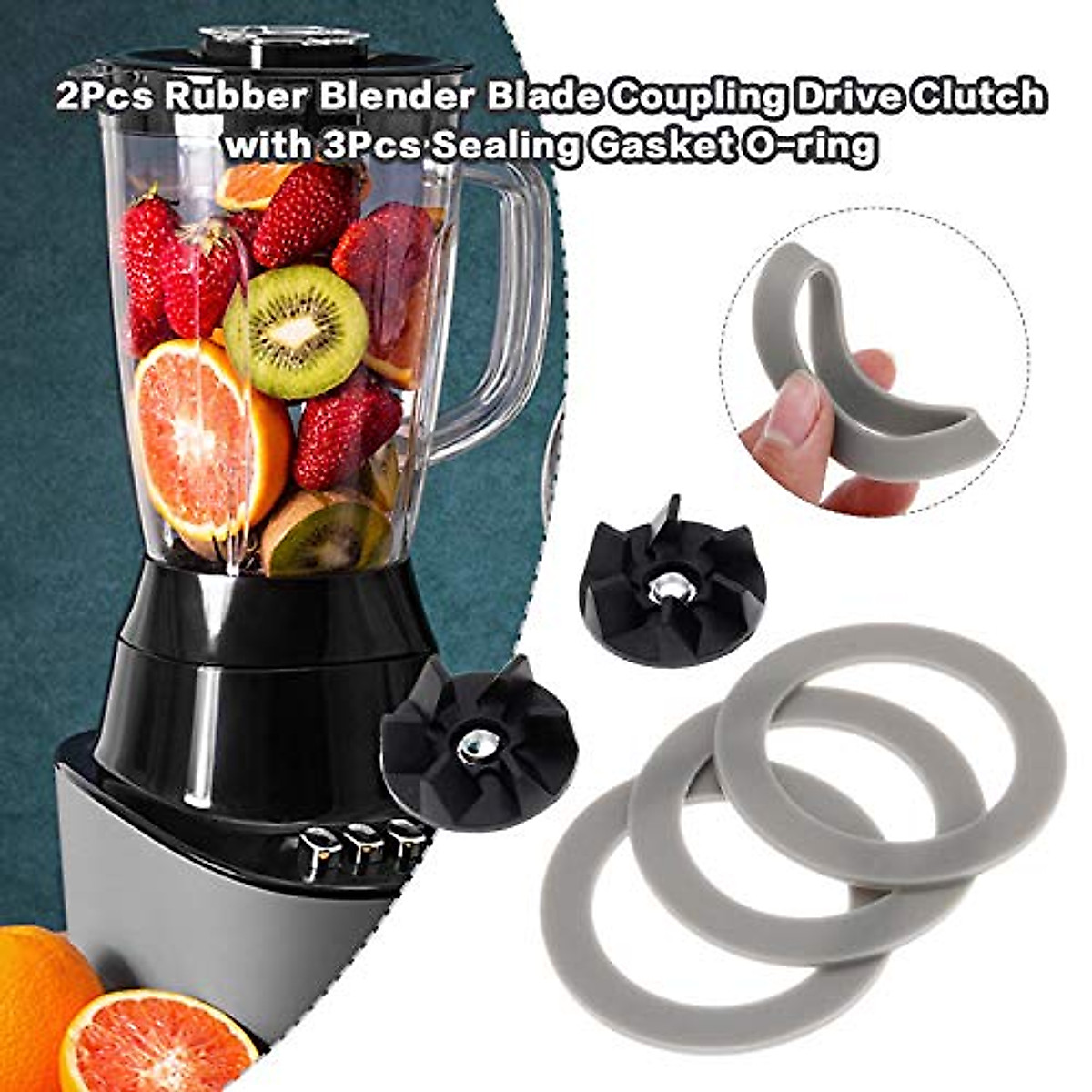 Replacement for Hamilton Beach Blender 2Pcs Motor Drive Coupling Gear Clutch, with 3Pcs Rubber Gasket Sealing O Ring, Compatible with Hamilton Beach Blender