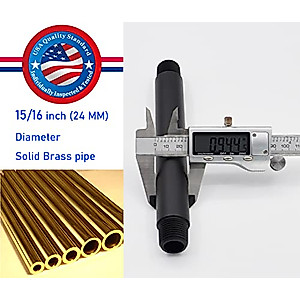 Aquaiaw Shower Arm and O-Ring Flange, 6 inch, Solid Brass, Round, Both Soldered 1/2 NPT Tapered Threads, Straight Shower Arm Extension, Ceiling Shower Head Arm for Rainfall Shower (Matte Black)