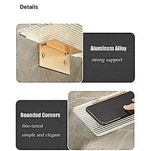 WANLIAN Floating Wall Shelves Shower Phone Holder Wall Mount Acrylic Shelves for Kitchen and Bathroom,Plexiglass Floating Display Shelf for Bathroom, Kitchen, Toilet, Bedroom, Office (Black)