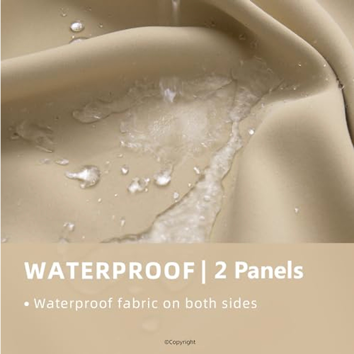 DIVA EN CAMINO DEC Waterproof Outdoor Curtain W105 x L95 - Grommet Top Sunlight Blocking Window Treatment Drapes Blackout Curtains for Home Bedroom Living Room Pergola Cabana Gazebo (Beige)