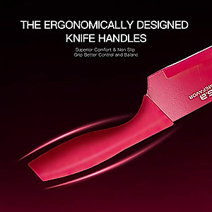 G.a HOMEFAVOR Knife Set, 5-piece Colored Knife Set Nonstick Coated with 5 Knife Sheath Covers