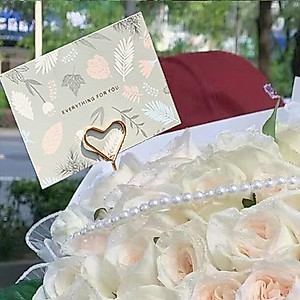 YUXIANG 20Pcs Floral Card Holder Picks, 12 Inch Gold Heart Flower Picture Holders, Metal Wire Flower Picks Clip for Wedding Party Birthday ​Cake