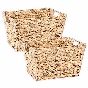 DII Z02006 Natural Water Hyacinth Storage Basket with Handles,Set of 2 Medium