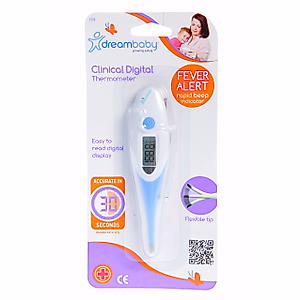 Dreambaby Clinical Digital Oral Thermometer - Accurate Temperature Reading in 30 seconds - With Fever Alert Sound Feature - Suitable for Infants, Toddlers & Adults - Blue - Model L318