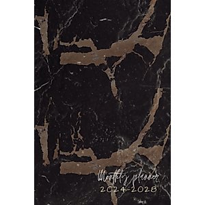 2024-2028 Monthly Pocket Planner: Five Year Agenda and Organizer for Purse from January 2024 to December 2028 ( 60 Months ) , Small Size , Black Marble Cover !