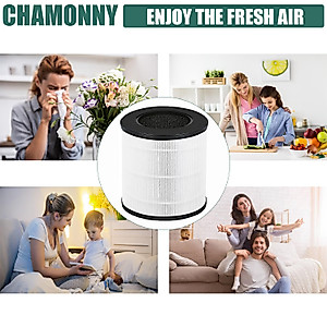 CHAMONNY B-D02U Filter Replacement, Compatible with VEWIOR B-D02U Air Purifier and MOO-KA B-D02L and KOIOS B-D02L Air Purifier, 3-in-1 H13 True HEPA Filter and Activated Carbon Filter, 4Pack
