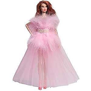 BAMOONBI Pink Doll Wedding Dress Ball Evening Gown - Latest Fashion Design Fashion Dolls Clothes and Accessories for 11.5 - 12 Inch Dolls （Doll Not Included）