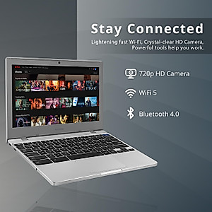 Samsung 2020 Chromebook 4 Laptop Computer 11.6" HD Display, Intel Celeron N4000 Processor, 4GB RAM, 16GB eMMC, HD Webcam, Intel HD Graphics, Chrome OS, Platinum Titan, 32GB Snow Bell USB Card