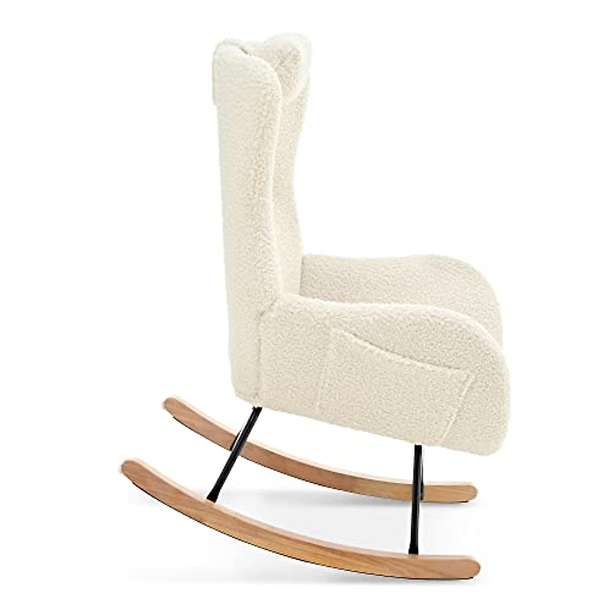 Morhome Upholstered Nursery Rocking Chair-Comfy Glider Rocker with Padded Seat, High Backrest, and Armrests for Living Room Bedroom Offices, Beige