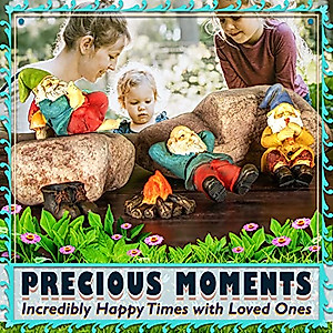 Twig & Flower The Relax Garden Gnomes by The Campfire (Five Piece) Fairy Campfire Mini Gnomes Set Gnomes Decor Fairy Garden Camper Gnome Gifts Designed