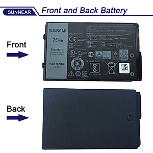 SUNNEAR 7XNTR Laptop Battery Compatible with Dell Latitude 12 7202 7212 Rugged Extreme Tablet Series Notebook J7HTX 07XNTR FH8RW 0FH8RW 7.4V 26Wh 3420mAh 2-Cell