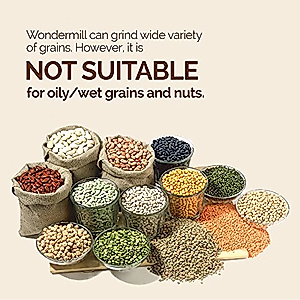 Powerful High Speed Electric Grain Mill Grinder for Healthy Gluten-Free Flours - Grain Grinder Mill, Wheat Grinder, Flour Mill Machine and Flour Mill Grinder for Home and Professional Use - Wondermill