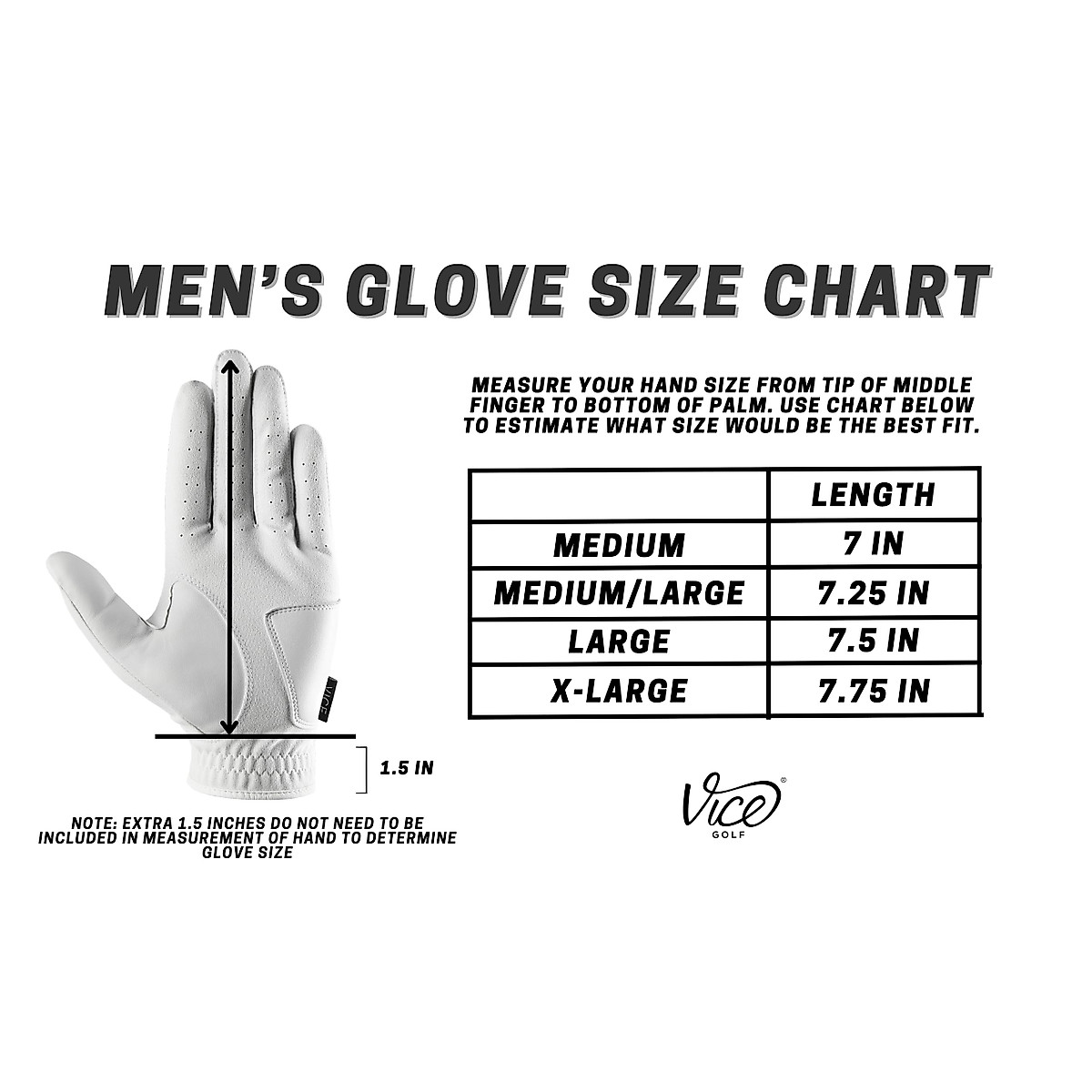 VICE Golf Duro White | Golf Glove | Features: Highly Durable Synthetic Suede, Great fit and Feel