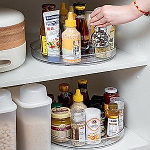URALFA 2-Pack Lazy Susan Cabinet Organizer, Plastic Rotating Round Lazy Susan Turntable for Pantry, Countertop, Table, Fridge, 10.5 Inch
