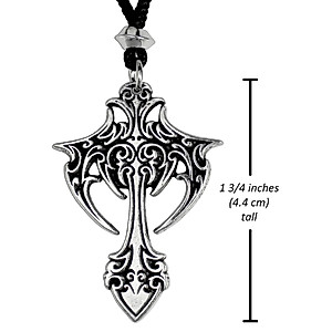 Pewter Gothic Cross Pendant Necklace (1.75" Long)