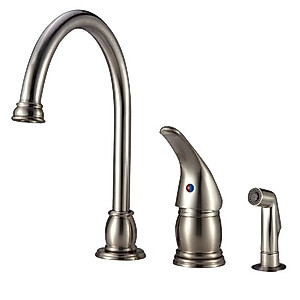 Dura Faucet DF-NMK301-SN RV Gooseneck Kitchen Sink Faucet with Matching Side Sprayer (Brushed Satin Nickel)