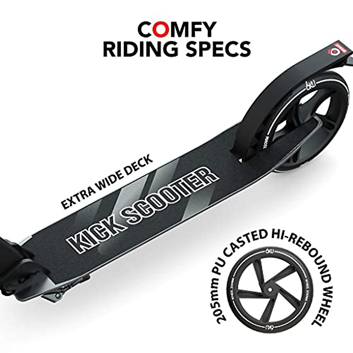 6KU Kick Scooter for Kids Ages 8-12 with Suspension System, Adjustable Height, Quick-Folding Design, and Shoulder Strap - Safe and Smooth Ride for Big Kids Ages 6-12
