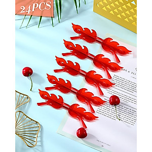 Hoteam 24 Pairs Fire Flame Sunglasses for Women Fire Flame Glasses Retro Wave Rimless Flame Shaped Glasses for Men Party Costume (Red)