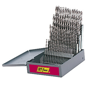 IVY Classic 01581 60-Piece Wire Gauge Drill Bit Set, M2 High-Speed Steel, 135-Degree Split Point, Sturdy Metal Case