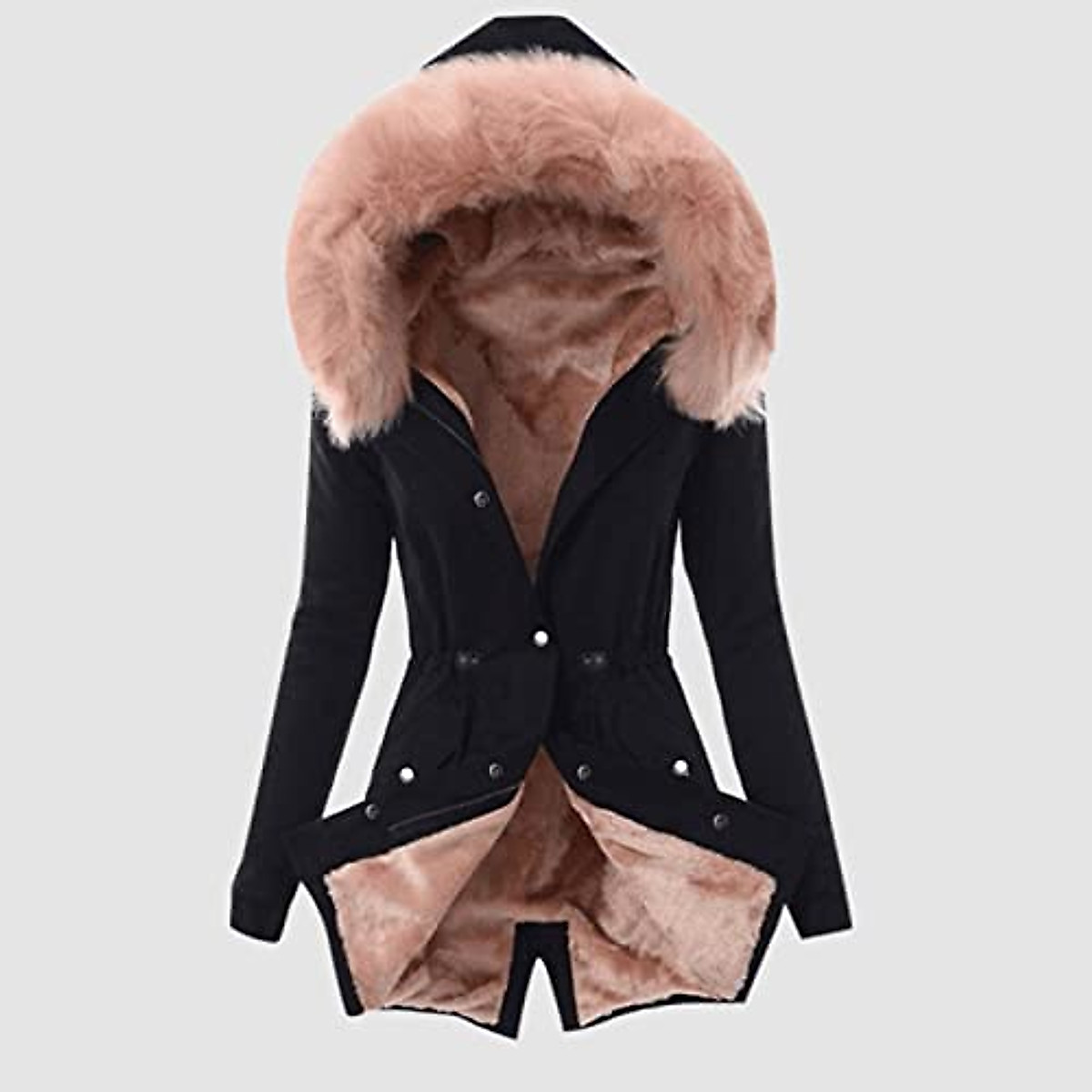 NRUTUP Women's Plus Size Winter Coat Waterproof Long Puffer Jacket Warm Thicken Parka with Removable Fur Hood Parka Coat