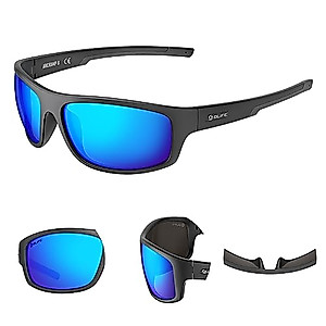 OLIFE Archamp B Men's Polarized Casual Sunglasses Bundle with Titanium Alloy EDC Carabiner Keychain Clip for Keys